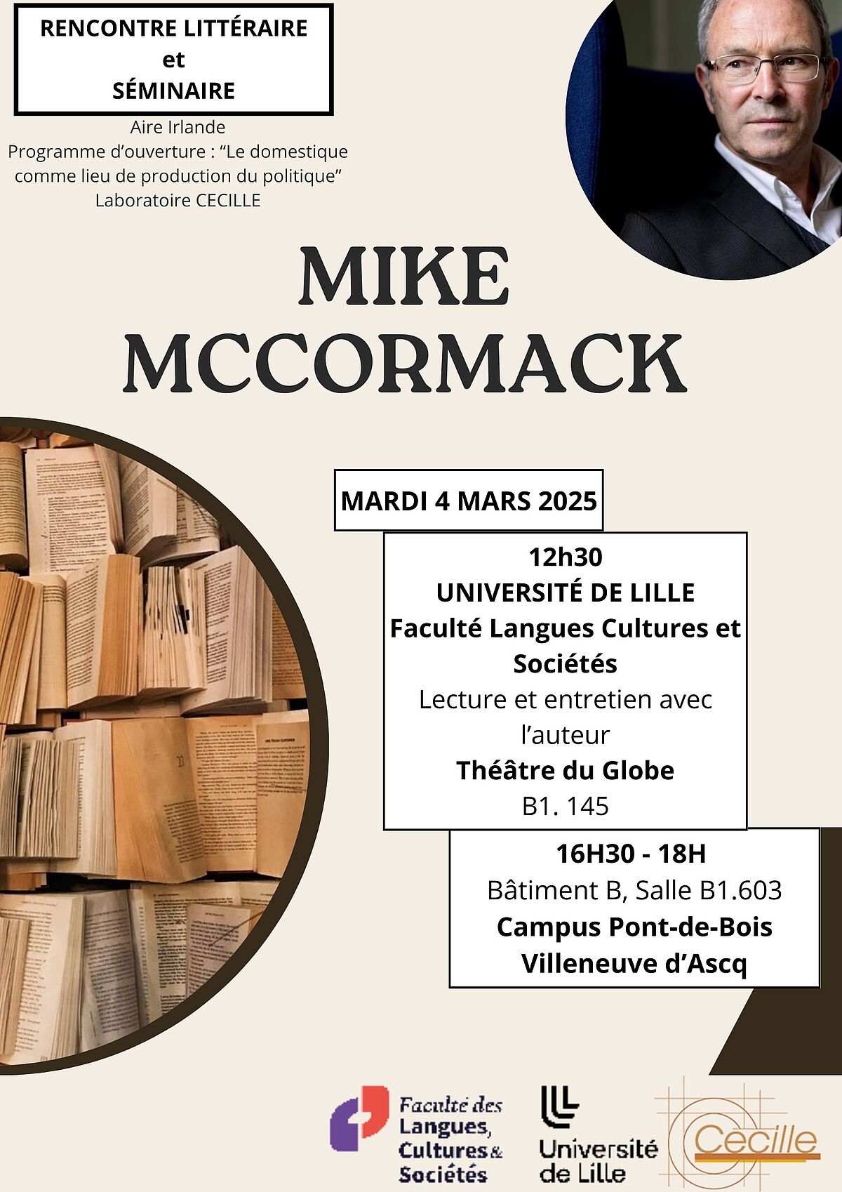 Rencontre littéraire avec Mike McCormack et séminaire conjoint aire ...